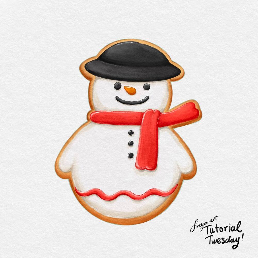 Gouache Gingerbread Cookie Tutorial for Procreate